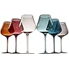 Amazon.com | Beautiful Colored Wine Glasses | Set of 6 | Crystal, Large ...