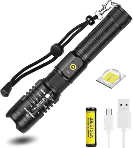 Super Bright LED Torch, 200000 Lumens Rechargeable Torches, High Power ...