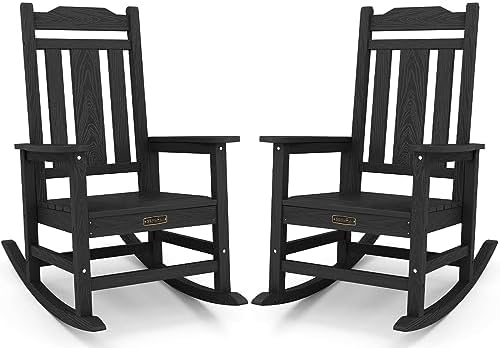 Amazon.com: TenKa HDPE Patio Oversized Rocking Chair Set of 2, Outdoor ...