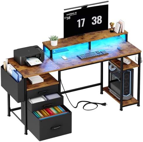 Amazon.com: SEDETA 63" Computer Desk, Office Desk with Lock Drawers for ...