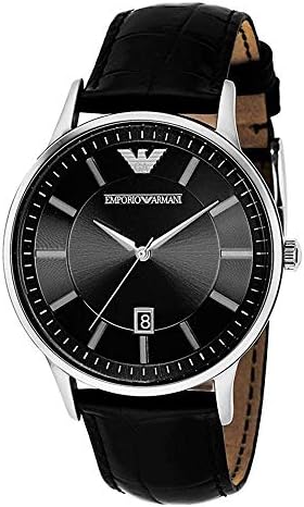 Amazon.co.jp: [エンポリオアルマーニ]EMPORIO ARMANI メンズ カレンダー 日付表示 ブラック 革 ベルト ...