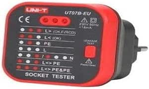 UNI-T UT07B-EU Series UT07 Socket Tester with RCD for EU Plug, 230V, 50 ...