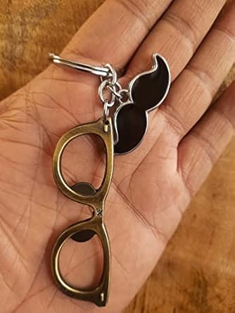DT DECTONE Metal Moustache Mooch Specs Keychain/Keyring to Hold your ...