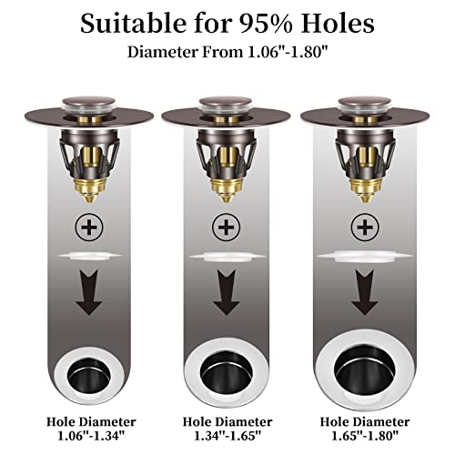 2.0 Upgraded Universal Bathroom Sink Plugs Pop Up, Sink Drain Plug for ...