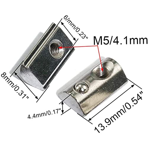 Snapklik.com : 50pcs 20 Series M5 Half Round Roll In Spring T Nuts For ...