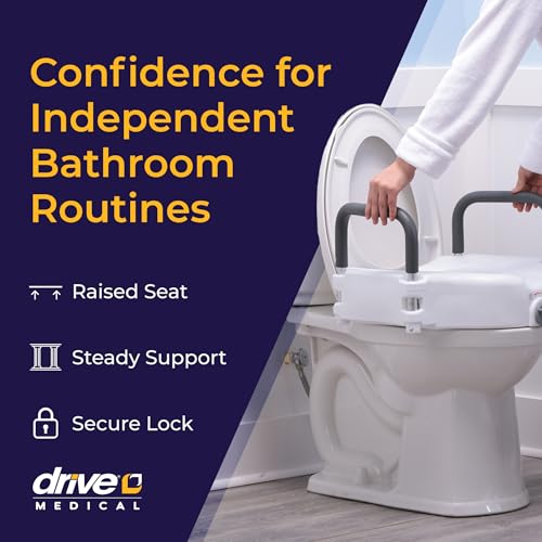 Drive Medical 2-in-1 Raised Toilet Seat with Removable Padded Arms ...