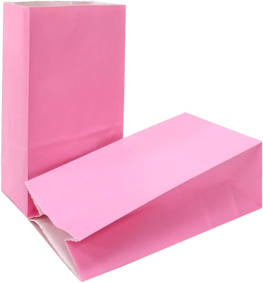 Amazon.com: KEYYOOMY Mini Pink Paper Bags Pink Party Goodie Bags Small ...