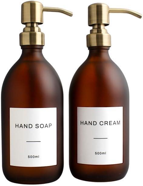 Two Pack Hand Soap & Hand Cream Frosted Amber Bottle Set Of 2 ...