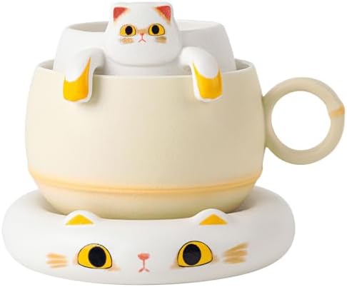 Amazon.com: Breleidy Tea Cup Set with Infuser and Coaster, 8oz Ceramic ...