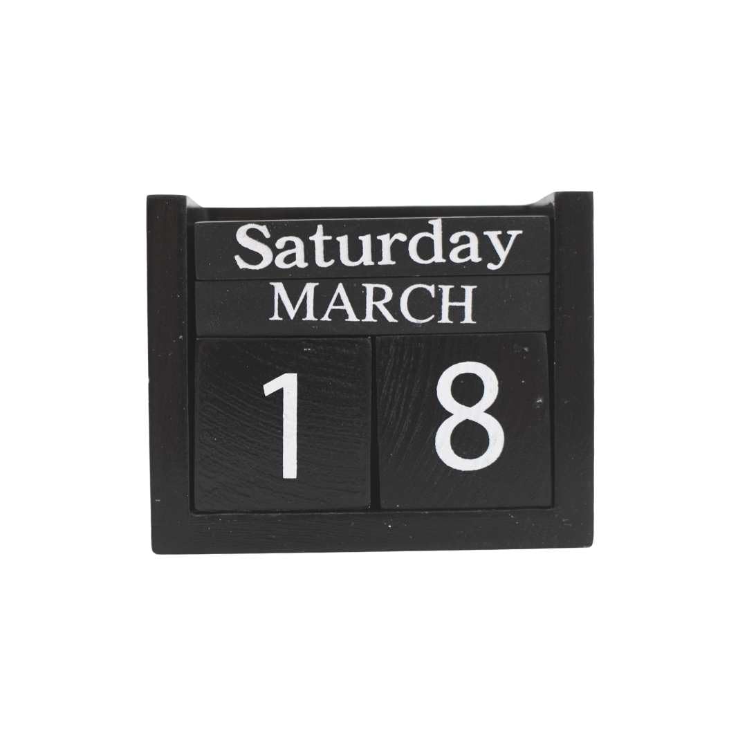 wood block perpetual calendar, ideal for desk 2024, office accesory ...