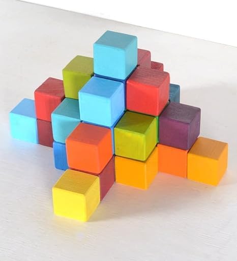 OWN GROUP CREATIONS Wooden colourfull Cubes of 1 inch Set of 20 cubes10 ...