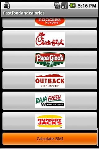 Fast Food Calories - App on Amazon Appstore