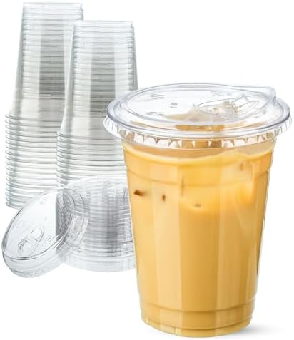 Amazon.com: Aestleaf Clear Plastic Cups with Sip-Lids, 16 oz 25 Sets ...