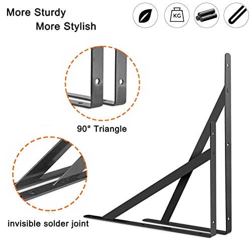 Shelf Bracket, 200 x 120 mm, Pack of 6, Heavy Duty Console, 90 Degree ...