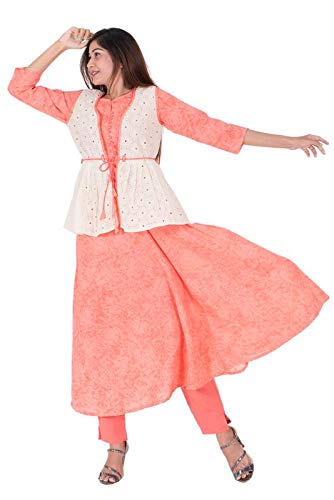 Buy Vara White And Skin Color Kurti For Women Medium at Amazon.in