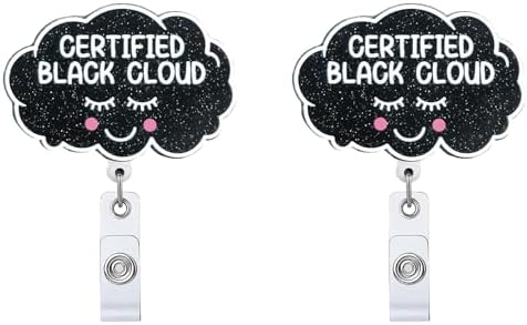 Amazon.com: 2P Black Cloud Retractable Badge Reel with ID Clip Name Tag ...