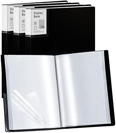 Amazon.com : Folder with Plastic Sleeves 4 Pack 9"x12" Black Portfolio ...