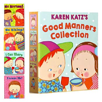 英文原版绘本 Karen Katz 四本精装盒装卡伦卡茨 No Hitting biting excuse me I Can Share ...