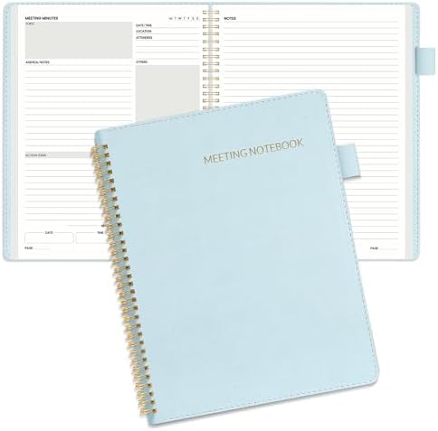 Amazon.com : Meeting Notebook for Work with Action Items - A5 Spiral ...