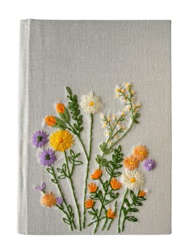 Amazon.com: Customized Hand Embroidered Journal, Floral Hand ...