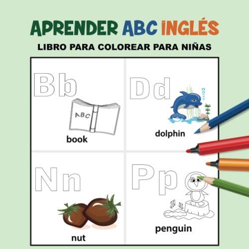Buy Aprender ABC Inglés Libro Para Colorear Para Niñas: Alfabetos y ...