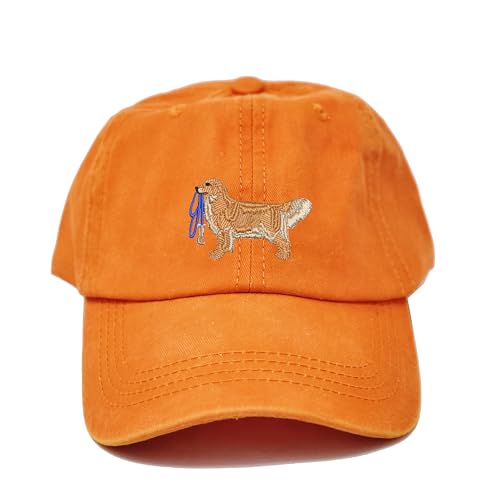 Amazon.com: Golden retriever dog holding leash embroidered baseball cap ...