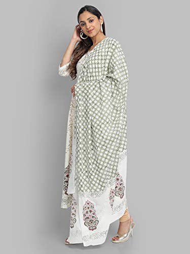 Buy Kalley Women's Jaipuri Cotton Anarkali Handblock Print with Button ...