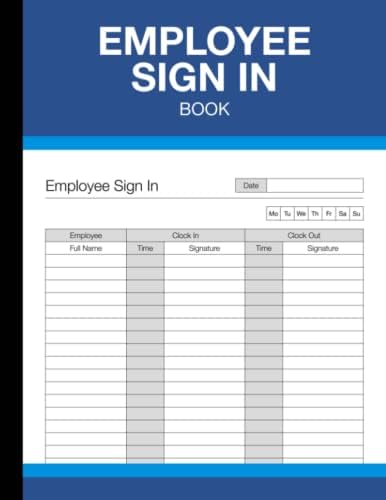 Amazon.com: Employee Sign In Book: Time Clock In and Out Sheets ...