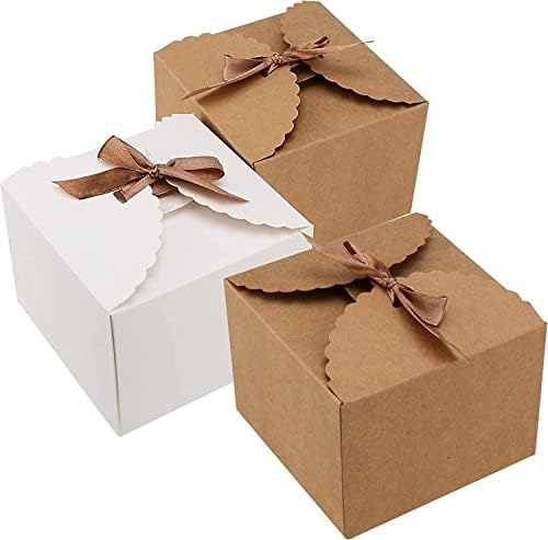Glamifirsto KRAFT SMALL 20 Gift Boxes, Small Gift Boxes with Ribbon ...