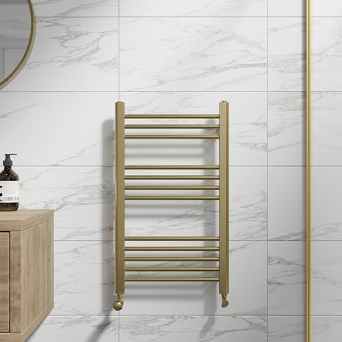 Walton 1200 x 500 Straight Towel Radiator- Brushed Brass : Amazon.co.uk ...