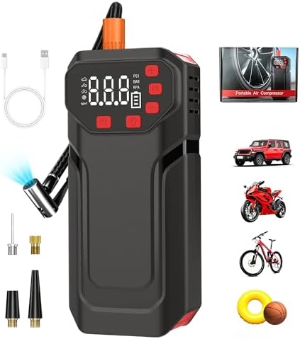 Amazon.com: Tire Inflator Portable Air Compressor,5200mAh Cordless Car ...