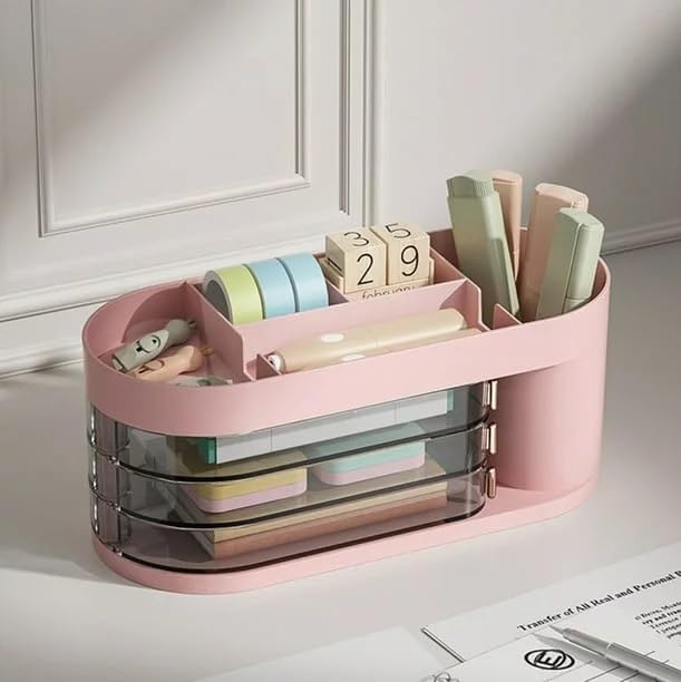 HOME CUBE Plastic Desk Organizer With Sliding Drawer Desktop Office ...