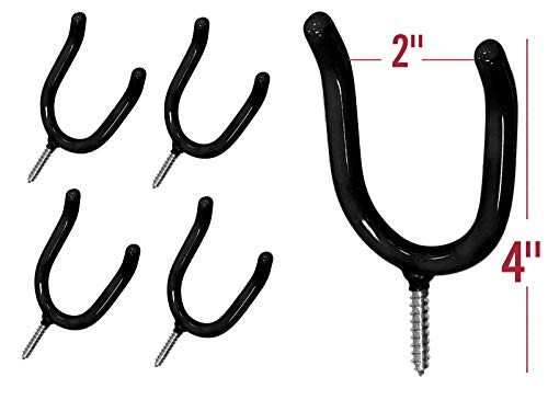 ALAZCO Black Vinyl Coated Steel Wall Mount Screw-in Heavy Duty u-Hook ...