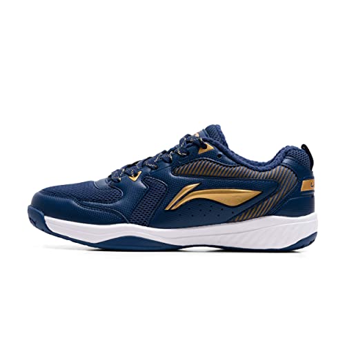 Li-Ning Ultra IV Non-Marking Cushion Badminton Shoe (Navy, Gold, 1 UK ...
