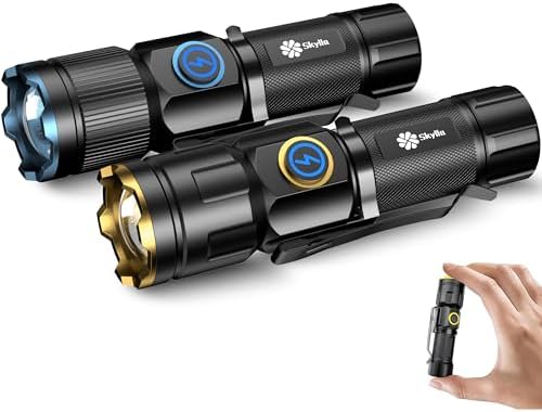 2 Pack Mini LED Flashlight, Dimmable Zoom, Rechargeable USB C ...