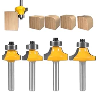 4PCS Roundover Router Bit Set, Round Over Router Bits 1/4 Shank, Radius ...