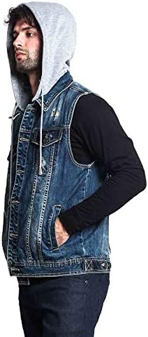 Victorious Rocker Denim Jean Vest Jacket at Amazon Men’s Clothing store
