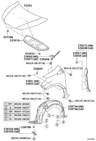 Amazon.com: Toyota Genuine Parts - Protector, Fr Fender (53827-0D100 ...