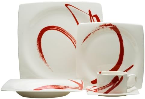 Amazon.com | Red Vanilla Paint It Red 5-Piece Dinnerware Set: Red ...