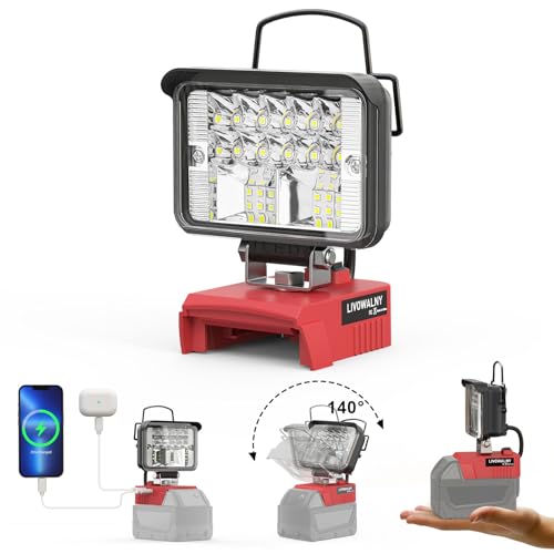 Snapklik.com : LIVOWALNY Cordless LED Work Light Flood Light For ...