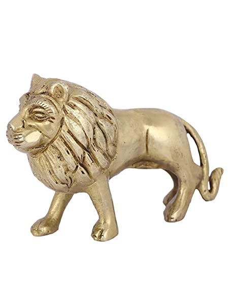 Buy Saanwara Creations Brass Lion Statue Decoration Showpiece Figurine ...