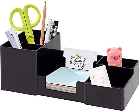 Xacton Desk Organizer with Pencil Holders, Sticky Notes, Paperclip ...
