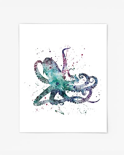 Amazon.com: Octopus Prints, Ocean Animals Nature Watercolor, Nursery ...