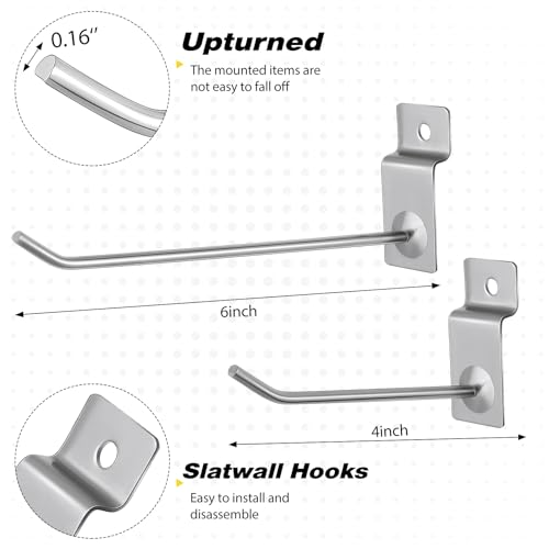 Snapklik.com : 50 Packs Slatwall Hooks 4 Inch 6 Inch Panel Display ...