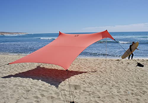 Neso Tents Grande Beach Tent, 7ft Tall, 9 x 9ft, Reinforced Corners and Cooler Pocket(Coral ...
