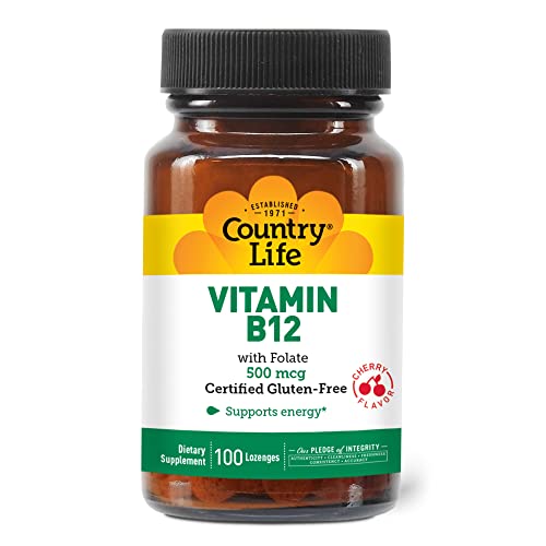 Country Life Vitamin B-12, 500 mcg, with Folic Acid (Sublingual ...