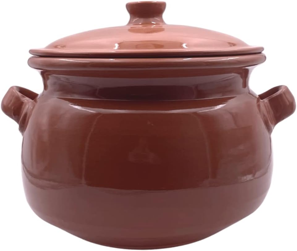 Extra Large Terracotta Cooking Pot with Lid 7l : Amazon.co.uk: Home ...