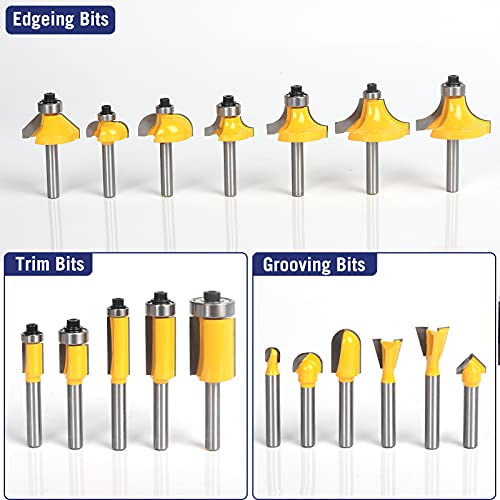 MNA Router Bits 35 Pcs Set, 35 Pieces 1/4 Inch Shank Router Bit Kit ...