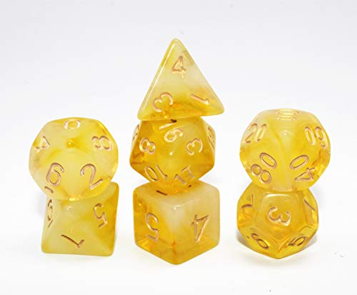 Snapklik.com : DND Dice Set Yellow & Milky RPG Polyhedral Dice Fit ...