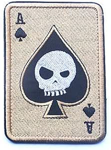 Amazon.com: Ace of Spades Death Skull Card Military Hook Loop Tactics Morale Embroidered Patch ...